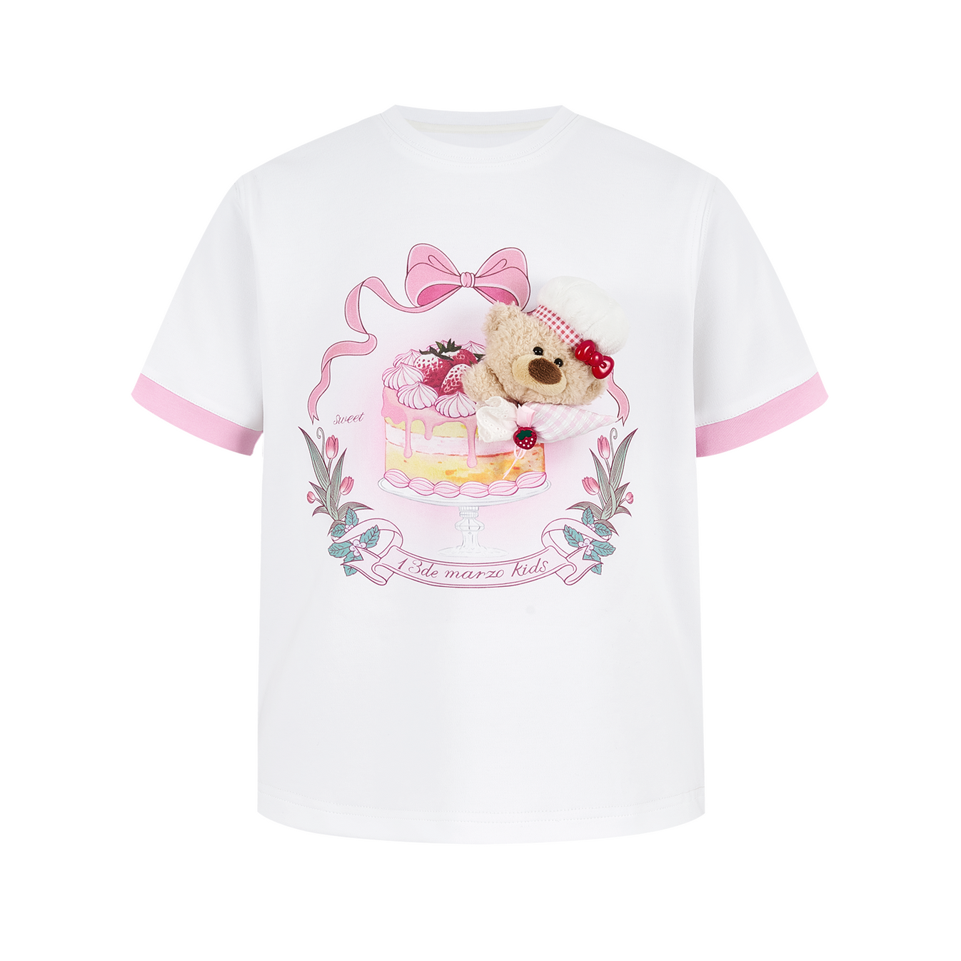 13DE MARZO｜ BabyBear Strawberry Cake T-shirt